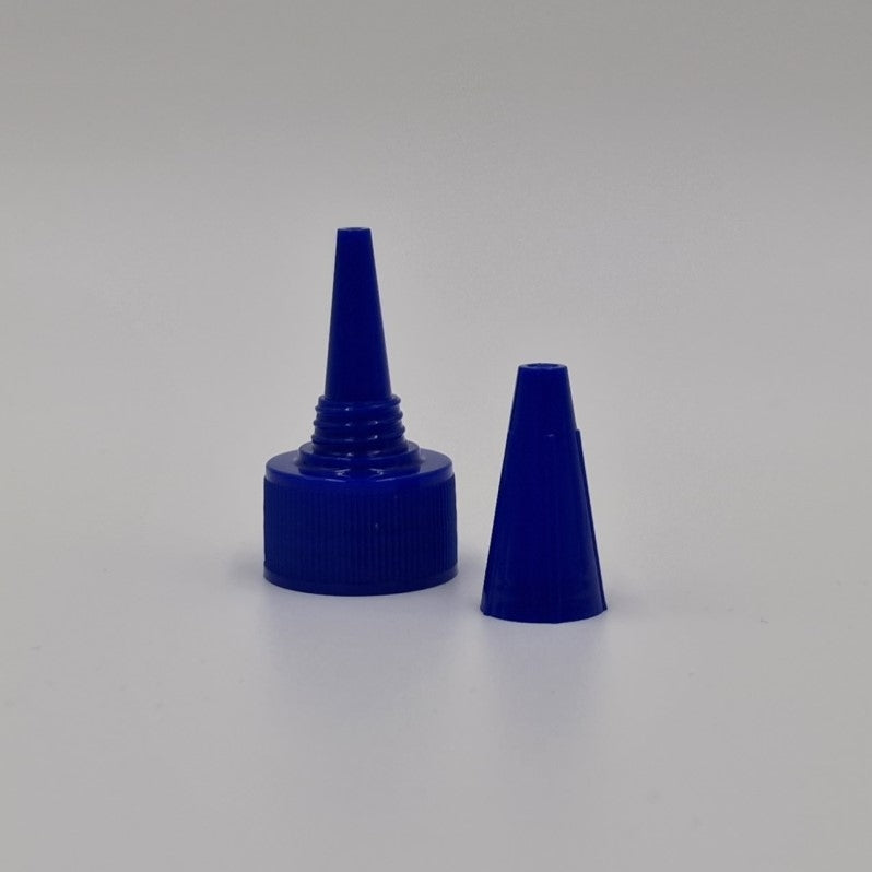 24mm 410 2 PART SPOUTED CAP SCREW TOP BLUE & EPE LINER – Cascelloid