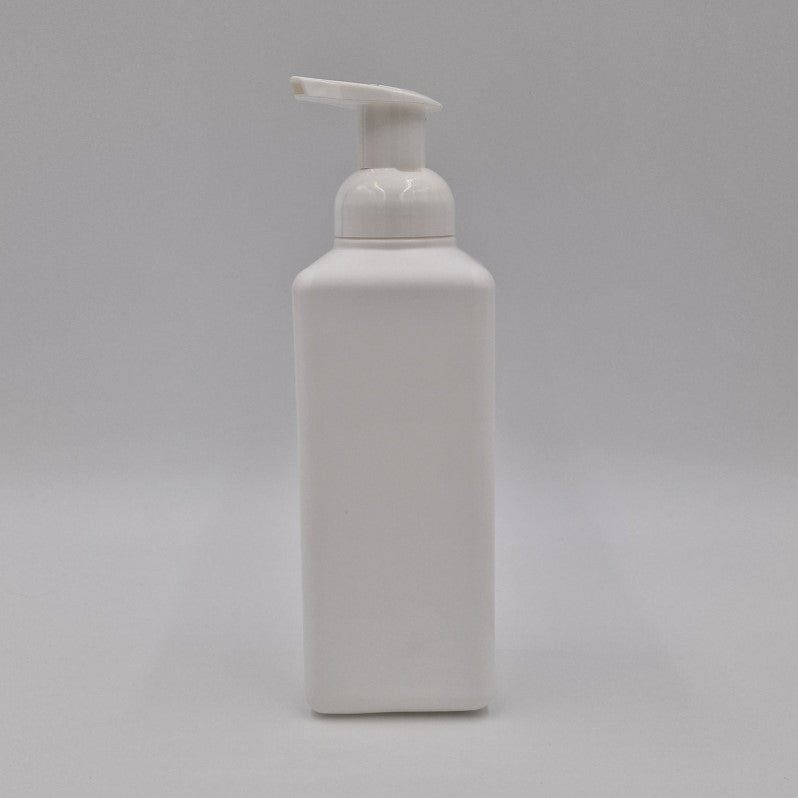 600ml SQUARE WHITE HDPE & 40mm FOAMING MOUSSE HEAD – Cascelloid
