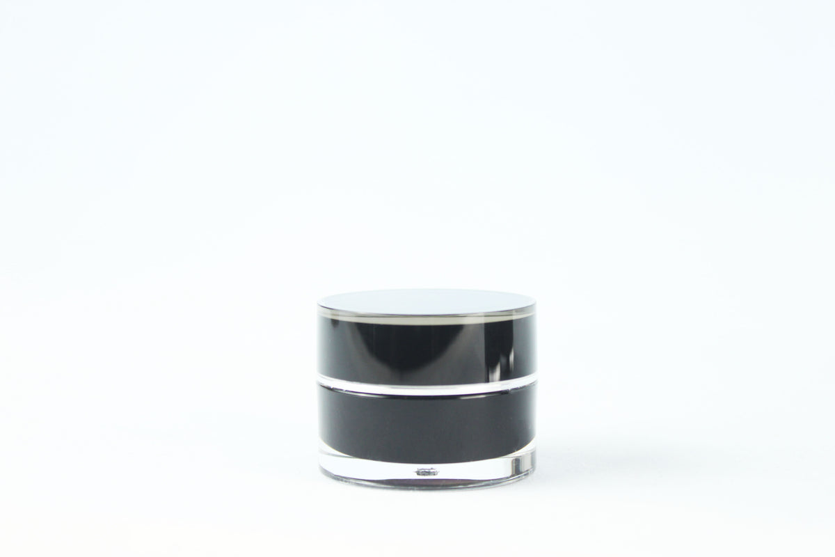 15ml BLACK ACRYLIC JAR WHITE PP INNER & LID & SHIVE – Cascelloid
