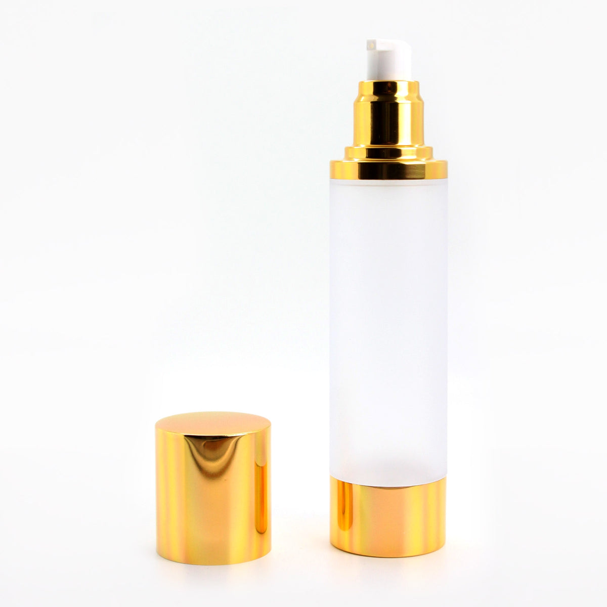 100ml AIRLESS DISPENSER FROSTED & GOLD – Cascelloid